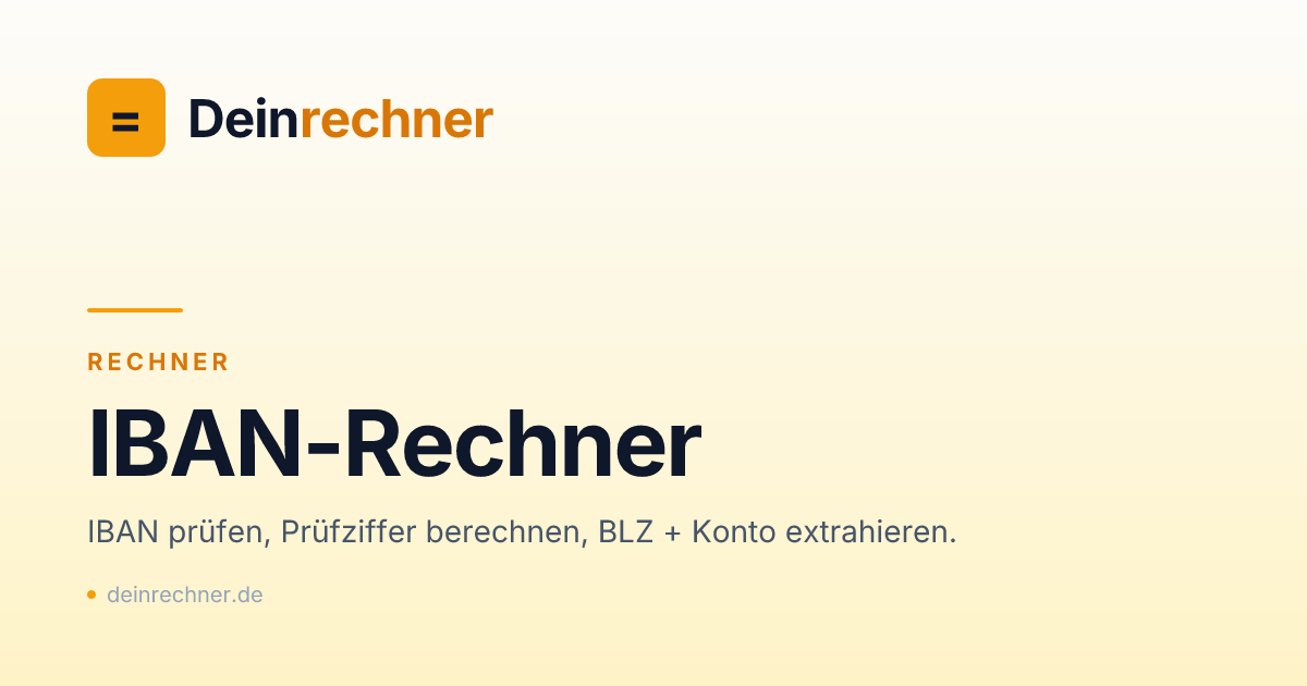 IBAN-Rechner — IBAN prüfen + BIC-Lookup (3.431 Banken) kostenlos ...